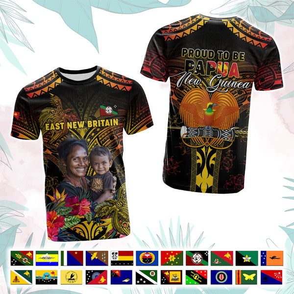 Custom Photo Papua New Guinea Provinces T Shirt Symbol Flag Sepik Blue ...