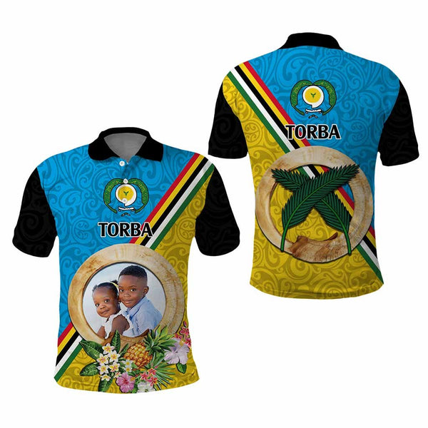 Torba Province Custom Polo Shirt With Photo Vanuatuan Boar's Tusk Flag ...