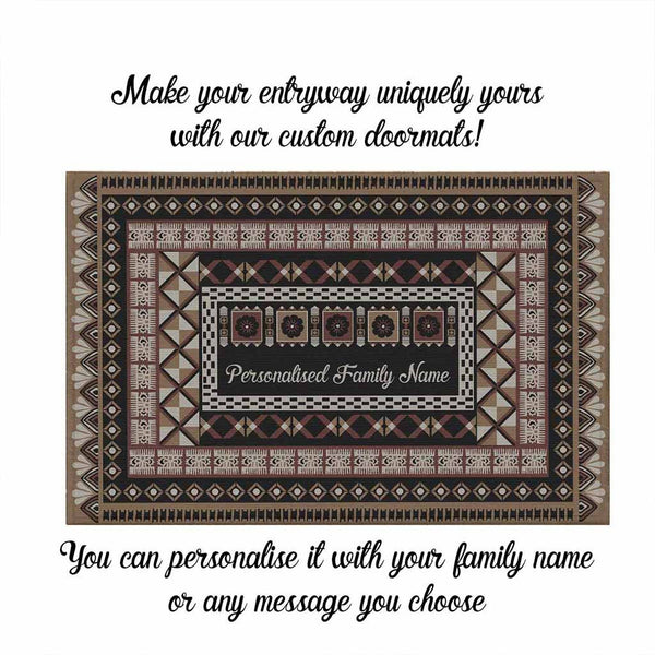 Custom Bula Fiji Family Name Rubber Doormat Vintage Fijian Tribal Tapa ...