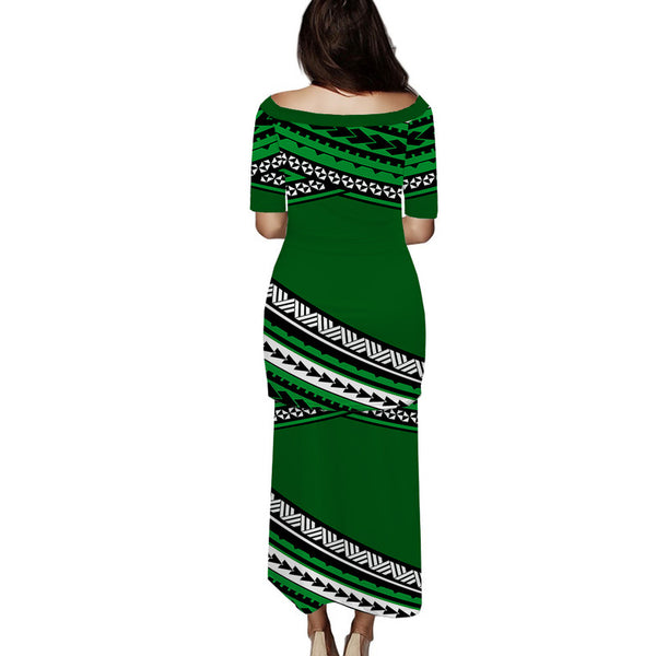 Polynesian Puletasi Dress Simple Green LT6