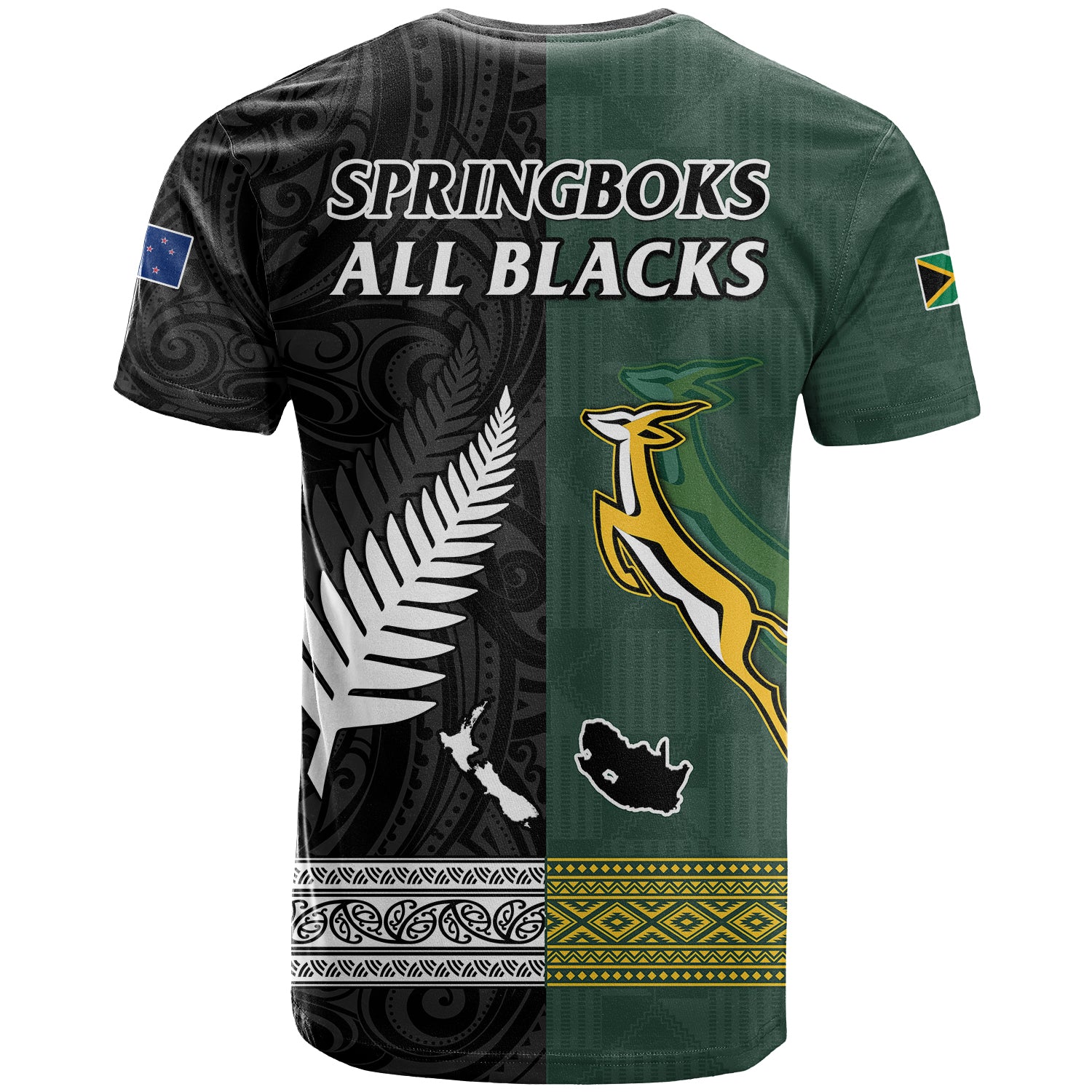 South Africa Protea and New Zealand Fern T Shirt Rugby Go Springboks vs ...