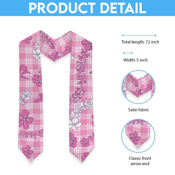 Alaka Aloha Hawaii Graduation Stole Plumeria Lei With Palaka Motif LT14