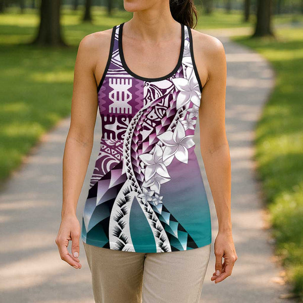 Aloha Vintage Plumeria Hawaiian Tapa Pattern Hollow Tank Top Gradient ...