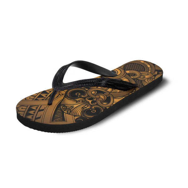 Aotearoa Maori Hei Tiki Flip Flops Koura Kowhaiwhai Puhoro Motif LT9