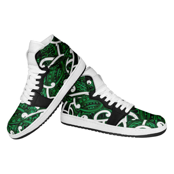 Aotearoa Maori Kowhaiwhai High Sneakers AJ1 Kakariki Puhoro and Patiki LT9