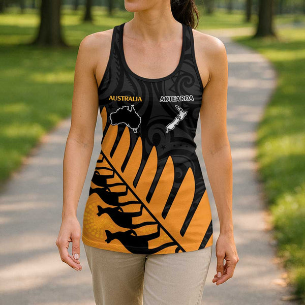Australia New Zealand Rugby Hollow Tank Top Gold Aboriginal Wallabies ...