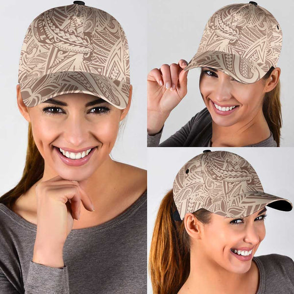 Beige Gradient Polynesia Classic Cap Hawaiian Tribal Hammerhead Shark ...