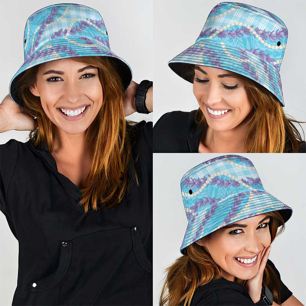 Blue Hawaii Palaka Honohono Pikake Bucket Hat Hawaiian Orchid Lei ...