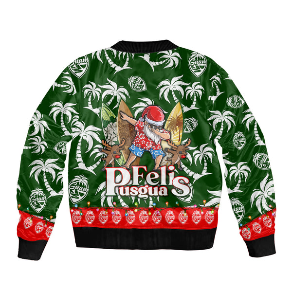 Guam Christmas Bomber Jacket Felis Pusgua Tropical Xmas Patterns DT02