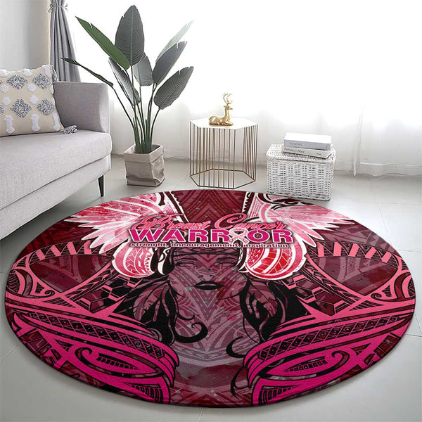 Breast Cancer Warrior Round Carpet Angel Wings Polynesian Pattern DT02