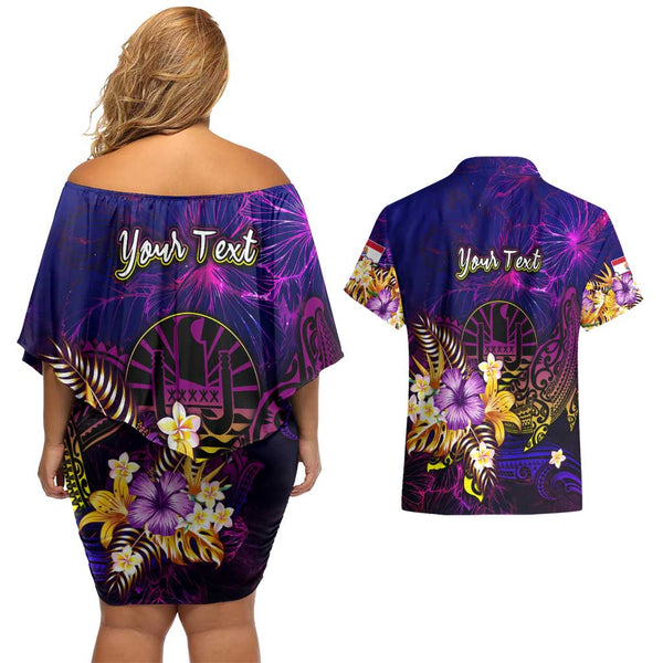 Tahiti French Polynesia Couples Matching Off Shoulder Short Dress and ...