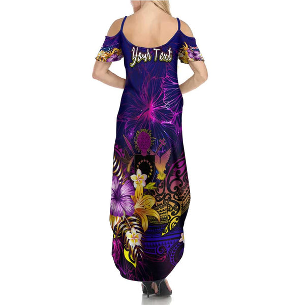 Cook Islands Summer Maxi Dress Whale Hibiscus Polynesian DT02