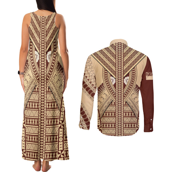 Fiji Bula Couples Matching Tank Maxi Dress and Long Sleeve Button ...