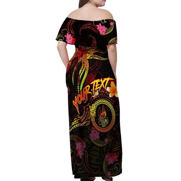New Caledonia Off Shoulder Maxi Dress Octopus Plumeria Polynesian ...