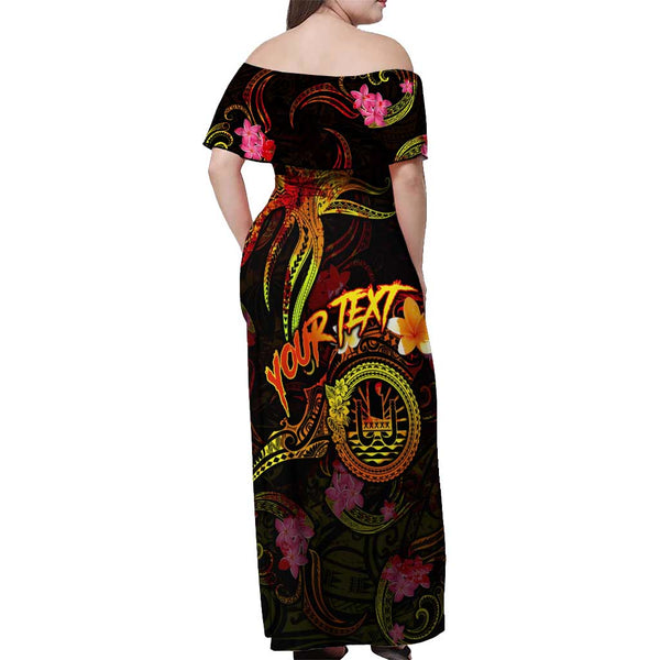 Tahiti French Polynesia Off Shoulder Maxi Dress Octopus Plumeria ...