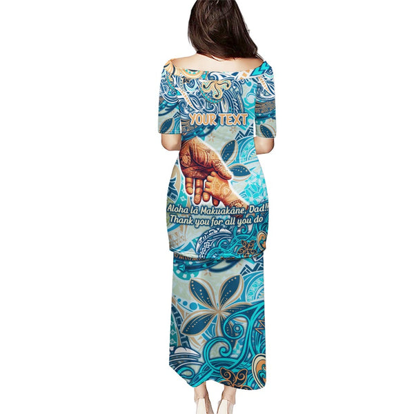 Hand In Hand Father's Day Polynesian Puletasi Tribal Flower Pattern DT02
