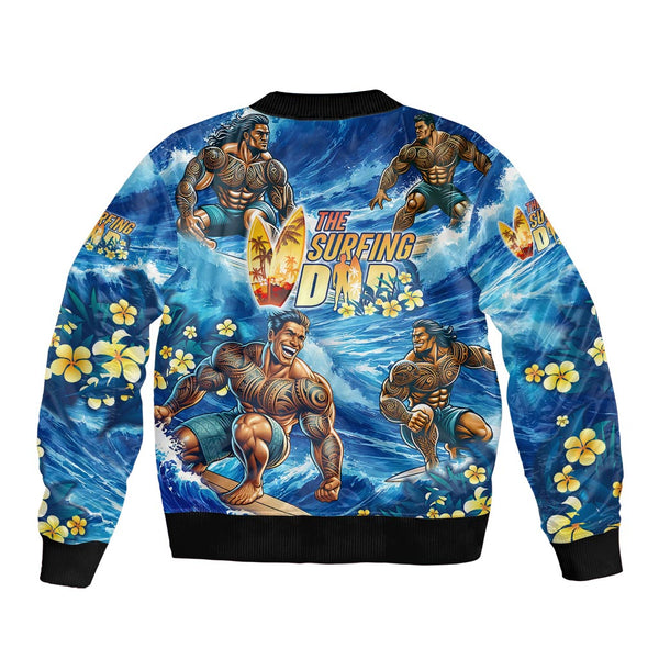 Hawaii Father's Day Sleeve Zip Bomber Jacket The Surfing Dad Polynesian ...