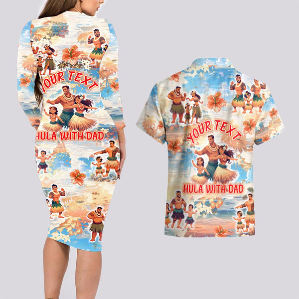 Hawaii Father's Day Couples Matching Long Sleeve Bodycon Dress and ...