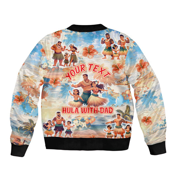 Hawaii Father's Day Sleeve Zip Bomber Jacket Hula With Dad DT02