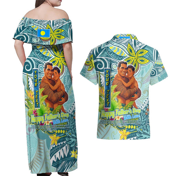 Palau Father's Day Polynesia Couples Matching Off Shoulder Maxi Dress ...