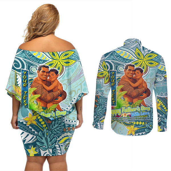 Palau Father's Day Polynesia Couples Matching Off Shoulder Short Dress ...