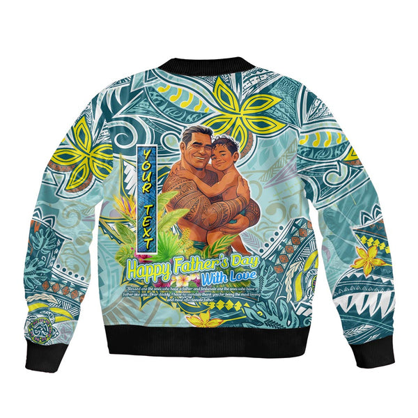 Palau Father's Day Polynesia Sleeve Zip Bomber Jacket Dad and Son DT02
