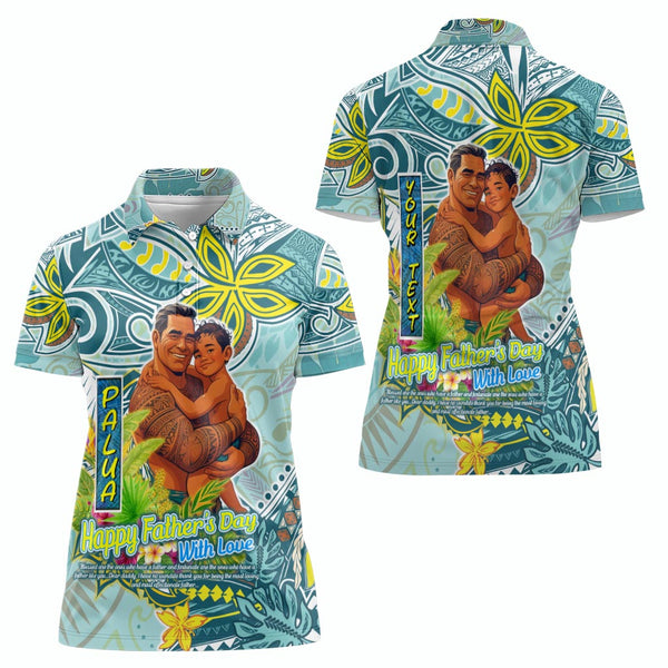 Palau Father's Day Polynesia Women Polo Shirt Dad and Son DT02