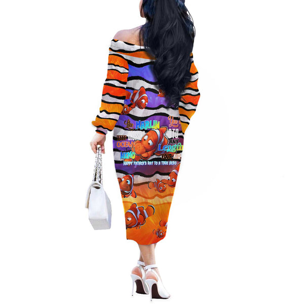 The Ocean Best Dad Off The Shoulder Long Sleeve Dress Like Marlin Happy ...