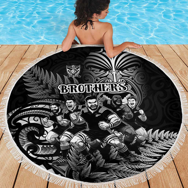 All Black Brothers Rugby Beach Blanket New Zealand Maori Haka DT02