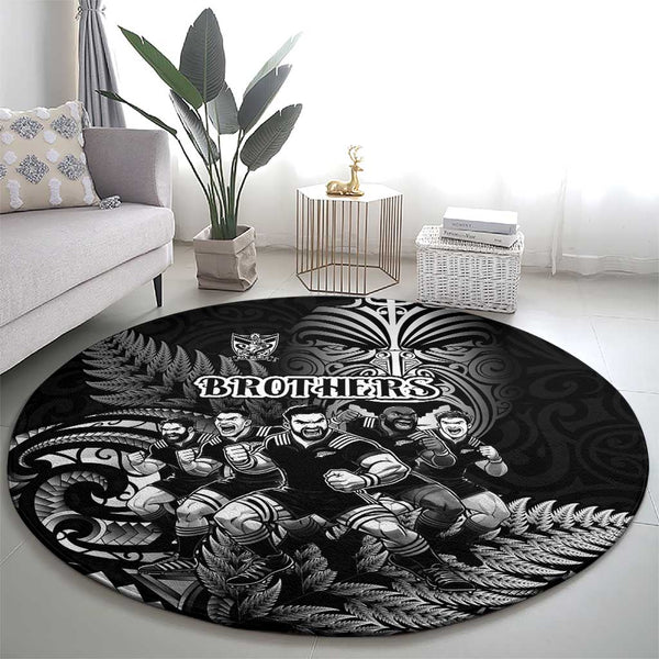 All Black Brothers Rugby Round Carpet New Zealand Maori Haka DT02