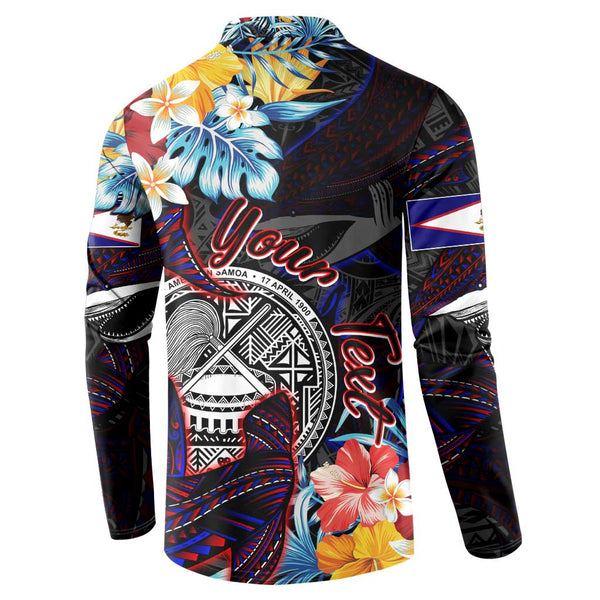Personalized Amelika Samoa Sharks Polynesia Button Sweatshirt American ...