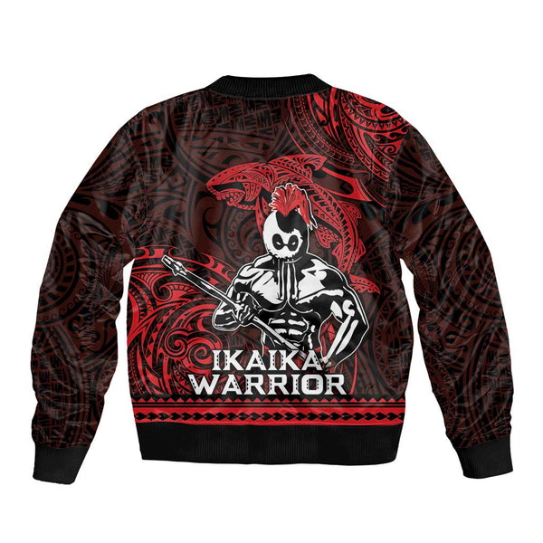 Hawaii Ikaika Warrior Sleeve Zip Bomber Jacket Hawaiian Tribal Tattoo DT04