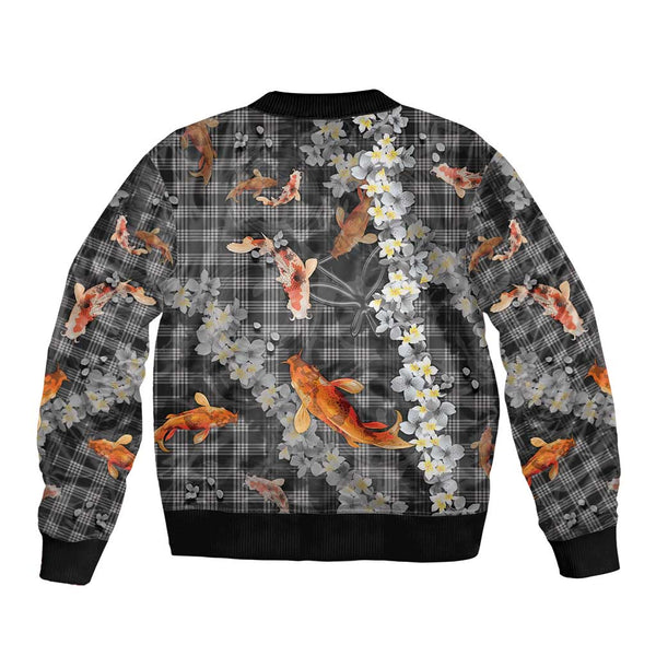 Black Palaka Hawaiian And Japanese Bomber Jacket Sakura Lei With Koi ...