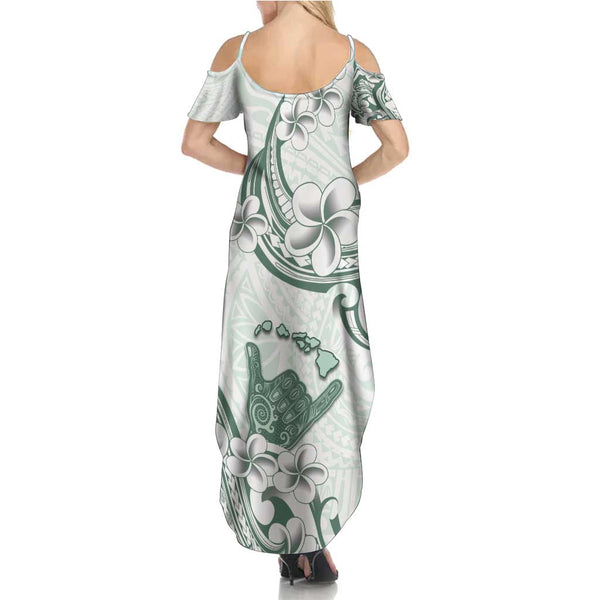 Aloha Hawaii Shaka Summer Maxi Dress Hang Loose Mint Version DT05