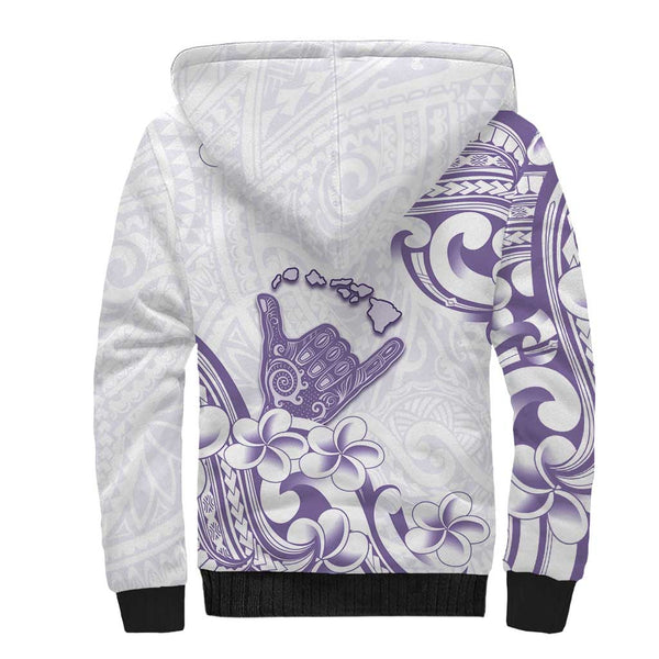 Aloha Hawaii Shaka Sherpa Hoodie Hang Loose Purple Version DT05