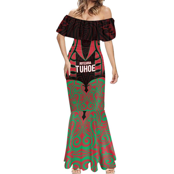 Custom Aotearoa Tuhoe Mermaid Dress Maori Pattern New Zealand DT05