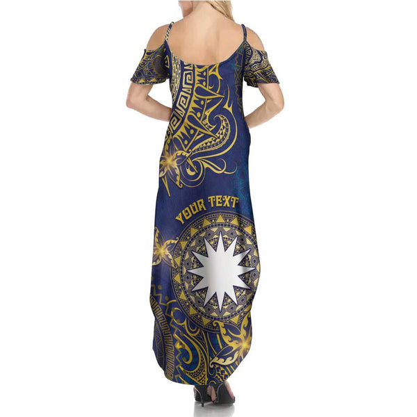 Personalised Nauru Summer Maxi Dress Hibiscus Polynesian Tribal Pattern ...