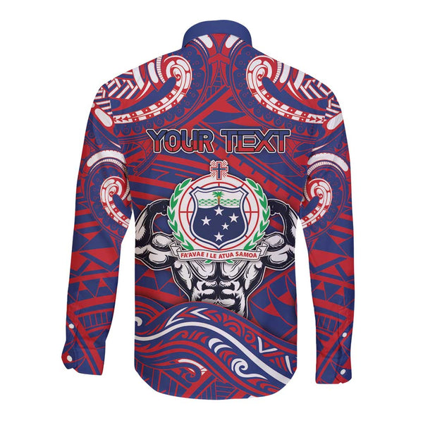 Personalised Samoa Gym Long Sleeve Button Shirt Muscle Samoan Tribal ...
