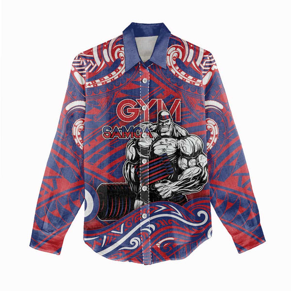 Personalised Samoa Gym Women Casual Shirt Muscle Samoan Tribal Waves DT05