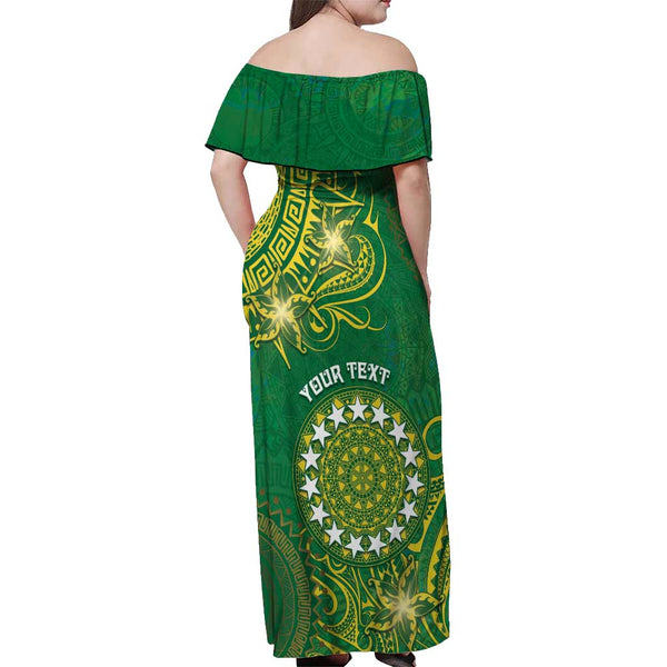 Personalised Cook Islands Off Shoulder Maxi Dress Hibiscus Polynesian ...