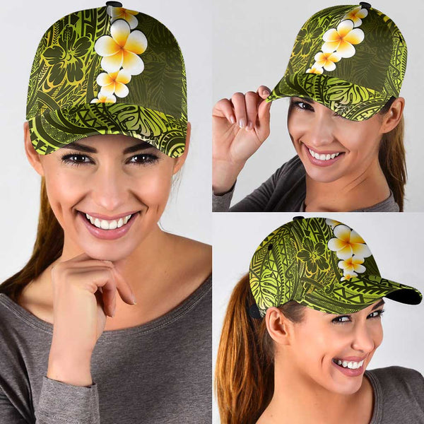 Lime Green Polynesia Classic Cap Plumeria Tropical Leaves With Galaxy ...