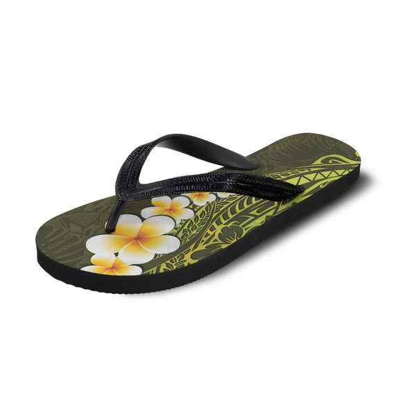 Lime Green Polynesia Flip Flops Plumeria Tropical Leaves Galaxy ...