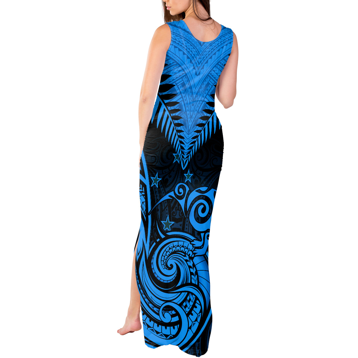 Personalised New Zealand Tank Maxi Dress Aotearoa Blue Maori Kiwi Blue ...