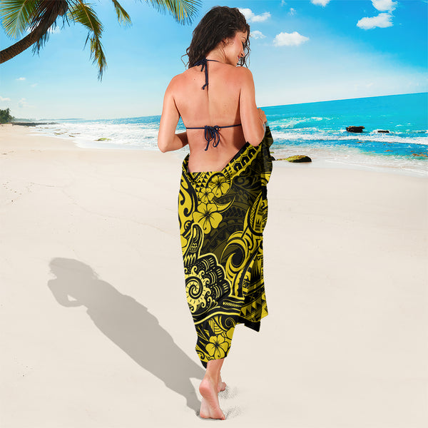 Hawaii Shaka Sign Sarong Polynesian Pattern Yellow Version LT01