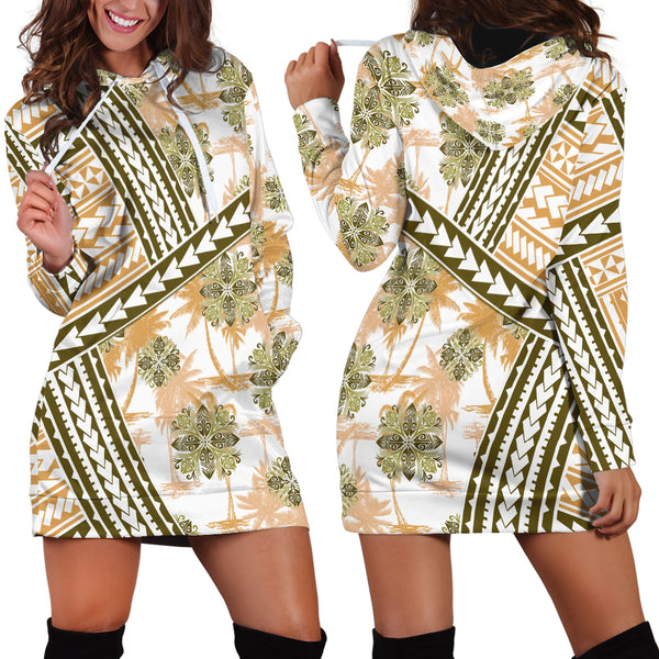 Hawaii Quilt Hoodie Dress Kakau Polynesian Pattern Gold Version LT01