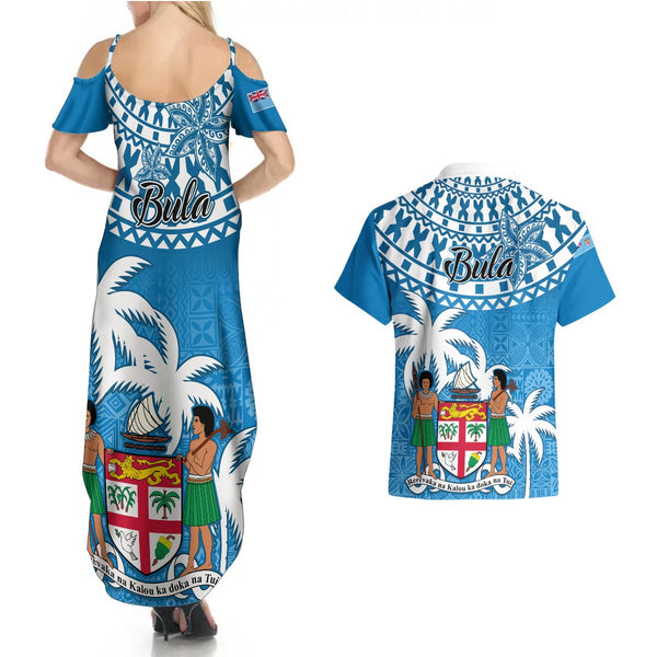 Fiji Couples Matching Summer Maxi Dress and Hawaiian Shirt Bula Fijian ...