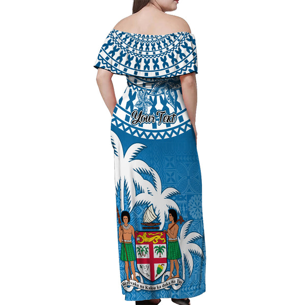 Personalised Fiji Off Shoulder Maxi Dress Bula Fijian Tapa Pattern LT01