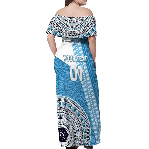Custom Fiji Rugby Bati Off Shoulder Maxi Dress Tapa Pattern LT01
