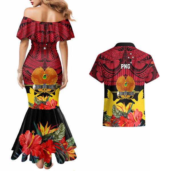 Papua New Guinea Couples Matching Mermaid Dress and Hawaiian Shirt Bird ...