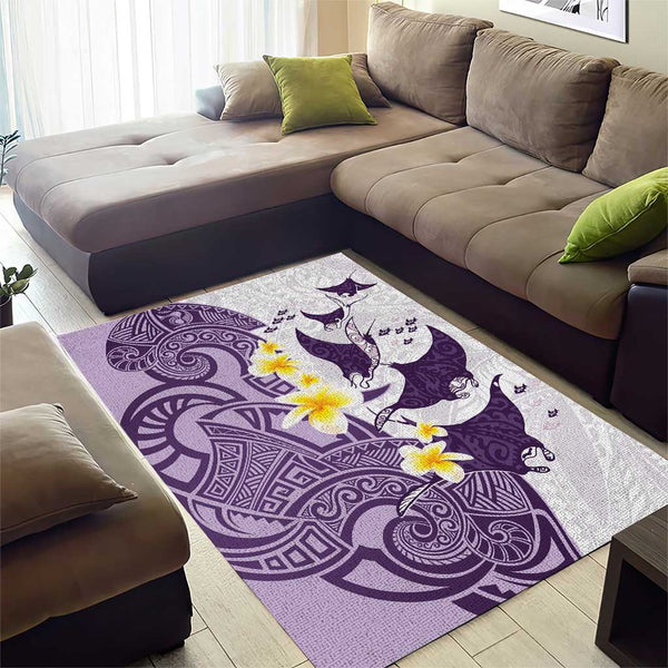 Maori Manta Ray Plumeria Deep Purple Area Rug LT01